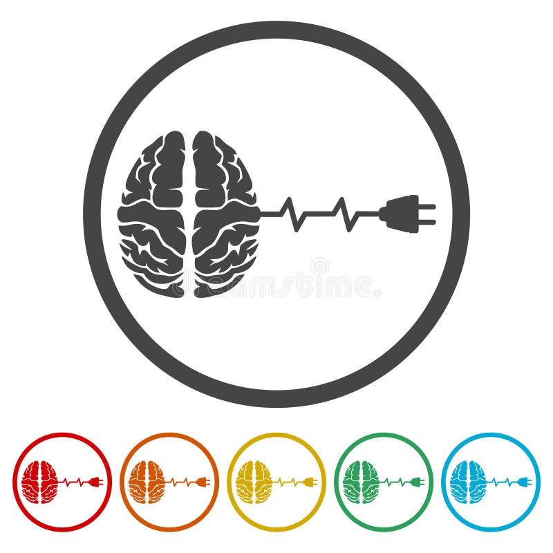 Lightbulb with Brain Sticker Icon. Creative Idea Design Concept Stock ...