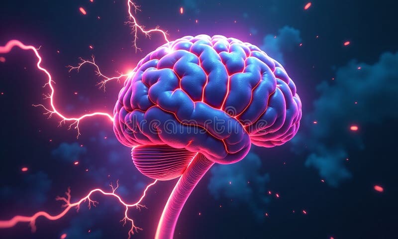 Human Brain Electrical Storm Colorful Energy Neural Network Stock ...