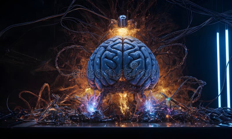 Electrified Brain in Technological Setup Stock Image - Image of vivid ...