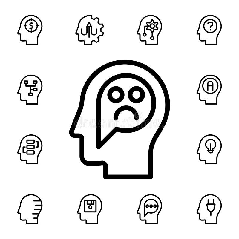 Human, Brain, Emotion, Bad Flat Vector Icon in Mind Process Pack Stock ...