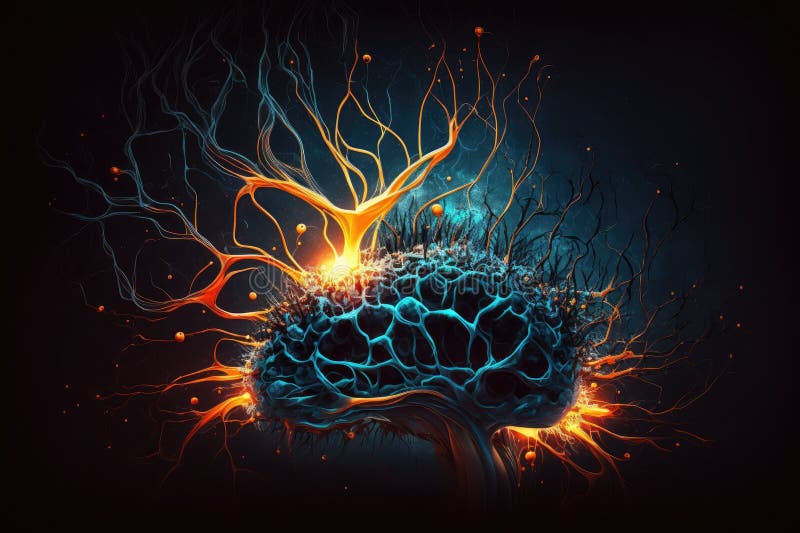 The Human Brain Explodes with Colored Active Neuron Endings, Future ...