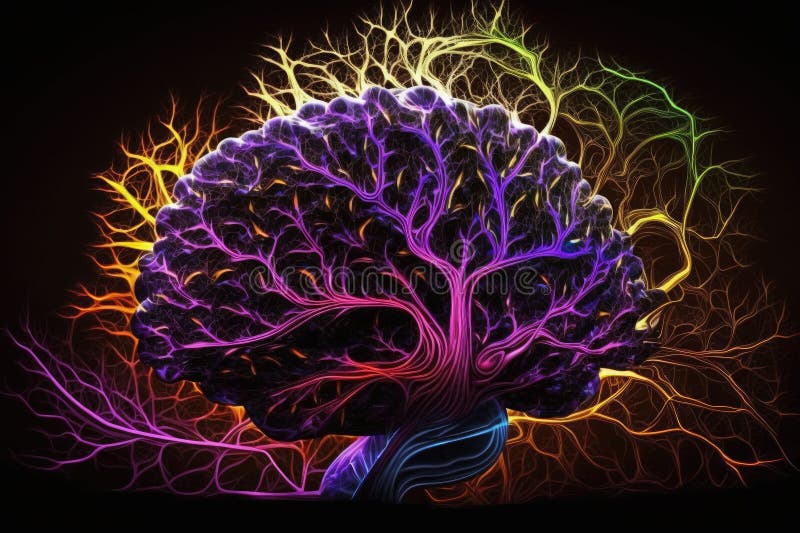 The Human Brain Explodes with Colored Active Neuron Endings, Future ...