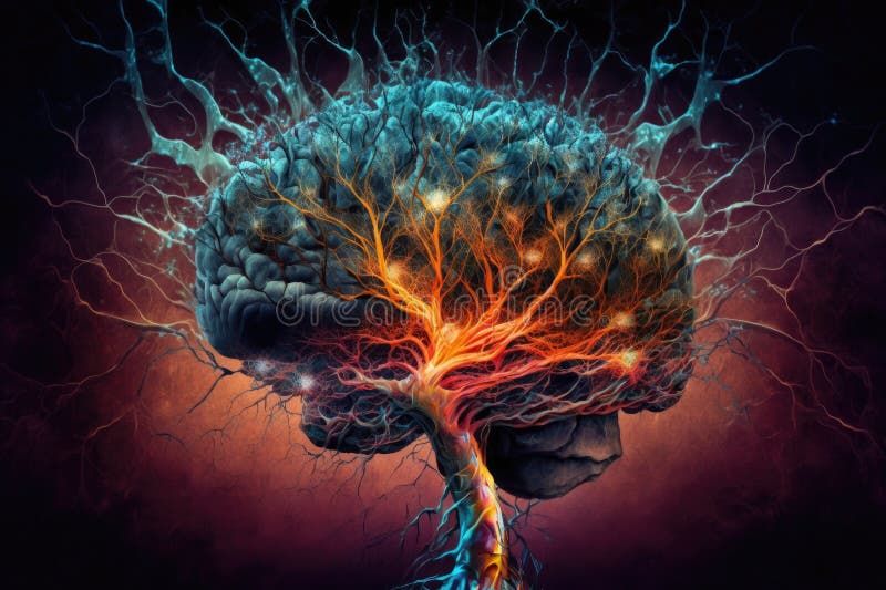 The Human Brain Explodes with Colored Active Neuron Endings, Future Brain Activity Research ...