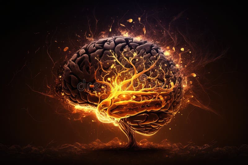 The Human Brain Explodes with Colored Active Neuron Endings, Future ...