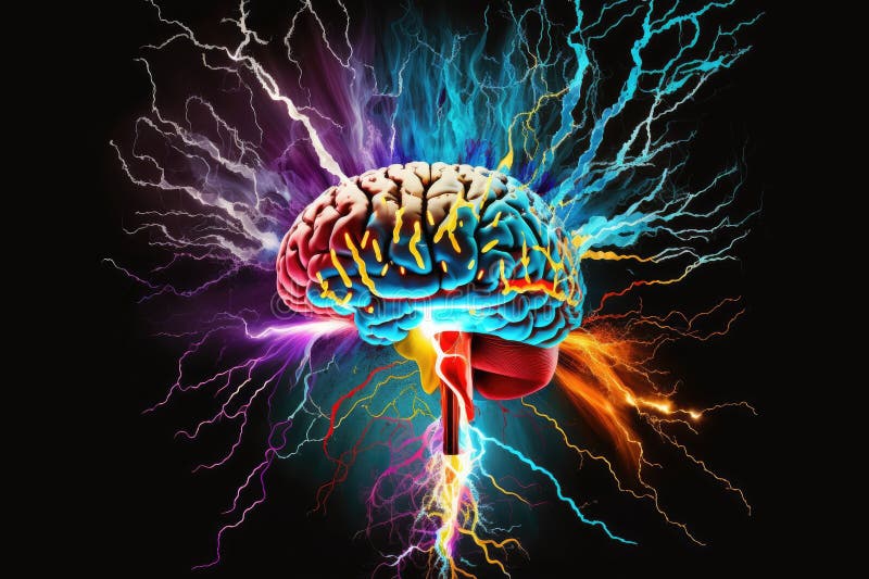 The Human Brain Explodes with Colored Active Neuron Endings, Future Brain Activity Research ...