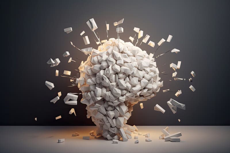 Human Brain Explodes with Ideas Concept Think Differently Creative ...