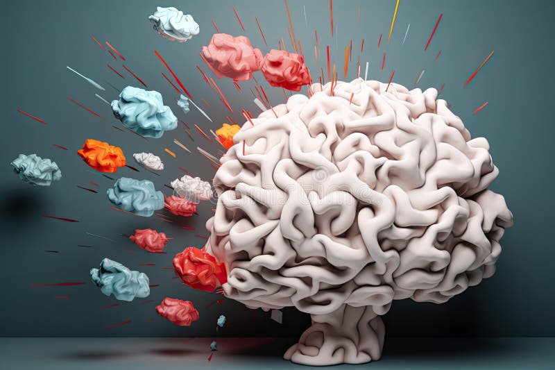 Human Brain Explodes with Ideas Concept Think Differently Creative ...