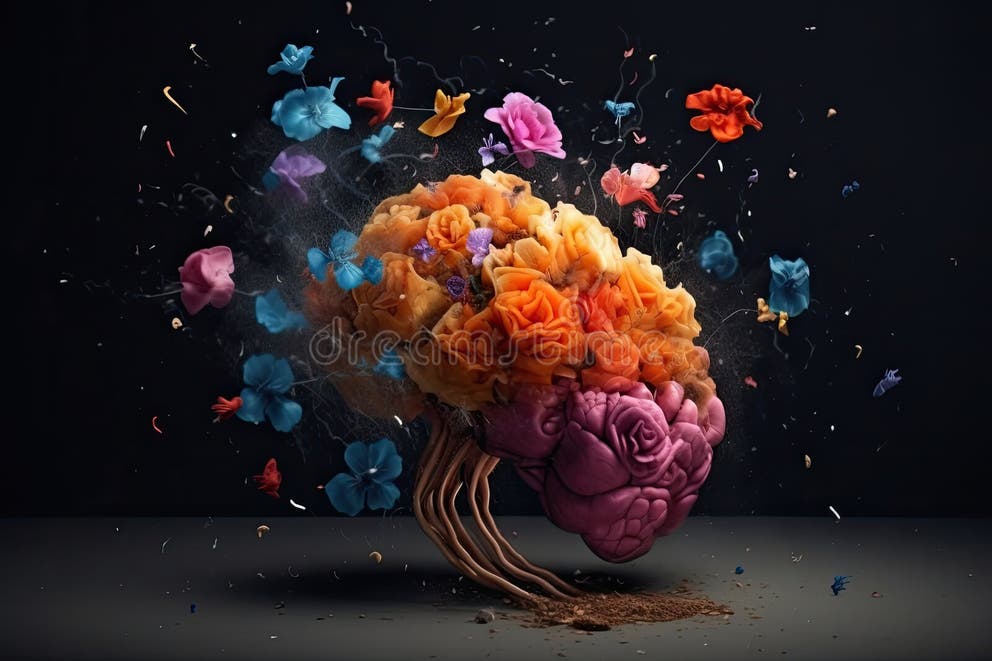 Human Brain Explodes with Ideas Concept Think Differently Creative ...