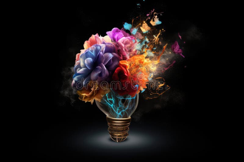 Human Brain Explodes with Ideas Concept Think Differently Creative ...