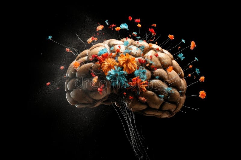 Human Brain Explodes with Ideas Concept Think Differently Creative ...