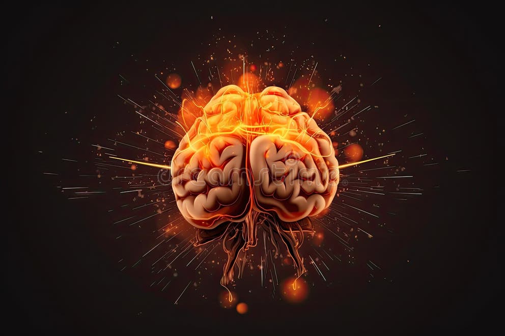 Human Brain Explodes with Ideas Concept Think Differently Creative Stock Illustration ...