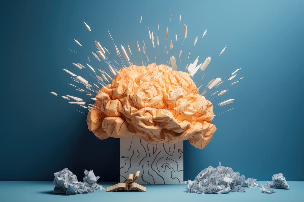 Human Brain Explodes with Ideas Concept Think Differently Creative Stock Illustration ...