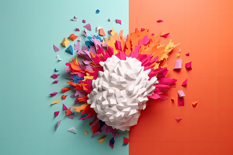 Human Brain Explodes with Ideas Concept Think Differently Creative ...