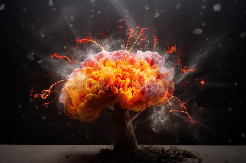Human Brain Explodes with Ideas Concept Think Differently Creative ...
