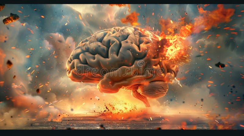 Human Brain Exploding from Burst Flames, Neuroscience Anatomy Neurology ...