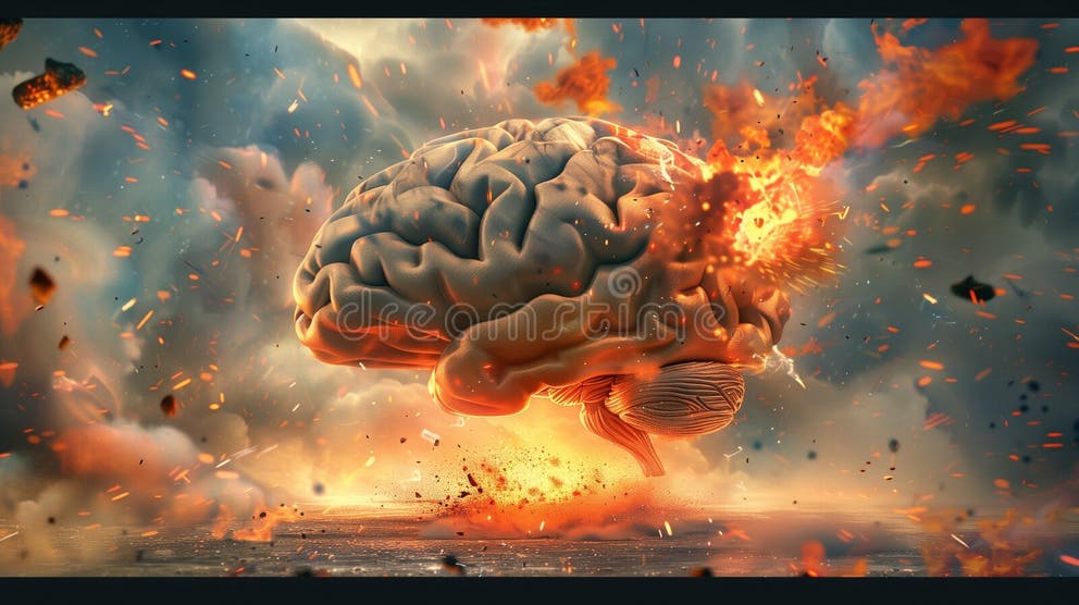 Human Brain Exploding from Burst Flames, Neuroscience Anatomy Neurology ...