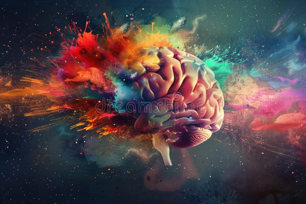 Human Brain Exploding with Creativity and Colorful Imagination Stock ...