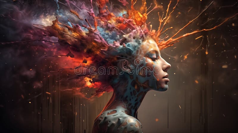 Human Brain Exploding Creativity Stock Illustration - Illustration of ...