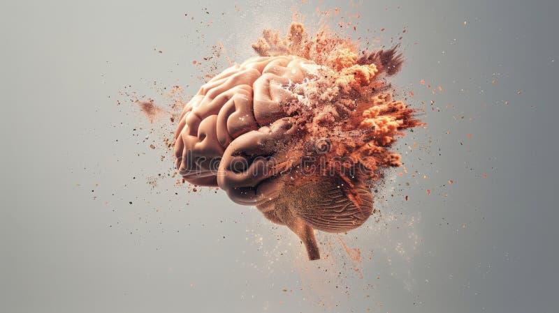 Human Brain Exploding with Dust and Particles, Conceptual Image Stock ...