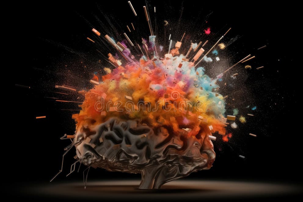 A Human Brain Exploding with Knowledge and Creativity Created with ...