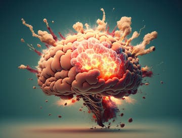 Human Brain Exploding on a Solid Background. Mind Blown Concept Stock ...