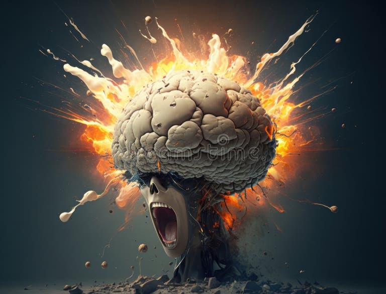 Human Brain Exploding on a Solid Background. Mind Blown Concept Stock ...