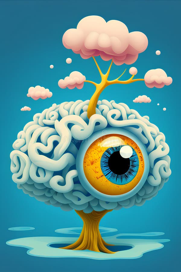 Human Brain with Eye and Tree. Vector Illustration. Eps 10 Foto de ...