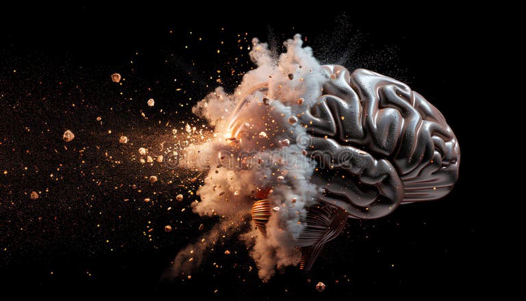 Human Brain Facing a Digital Brain Being Bombarded by AI Polution Stock ...