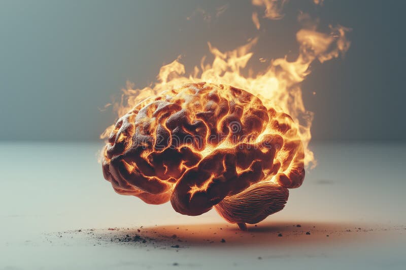 The Human Brain is on Fire, Tension at Work, Intense Mental Activity ...