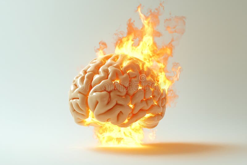 The Human Brain is on Fire, Tension at Work, Intense Mental Activity ...