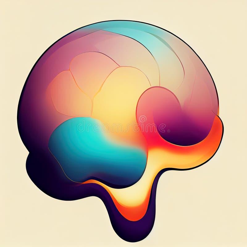 Abstract Human Brain Flat Illustration on a Beige Background ...