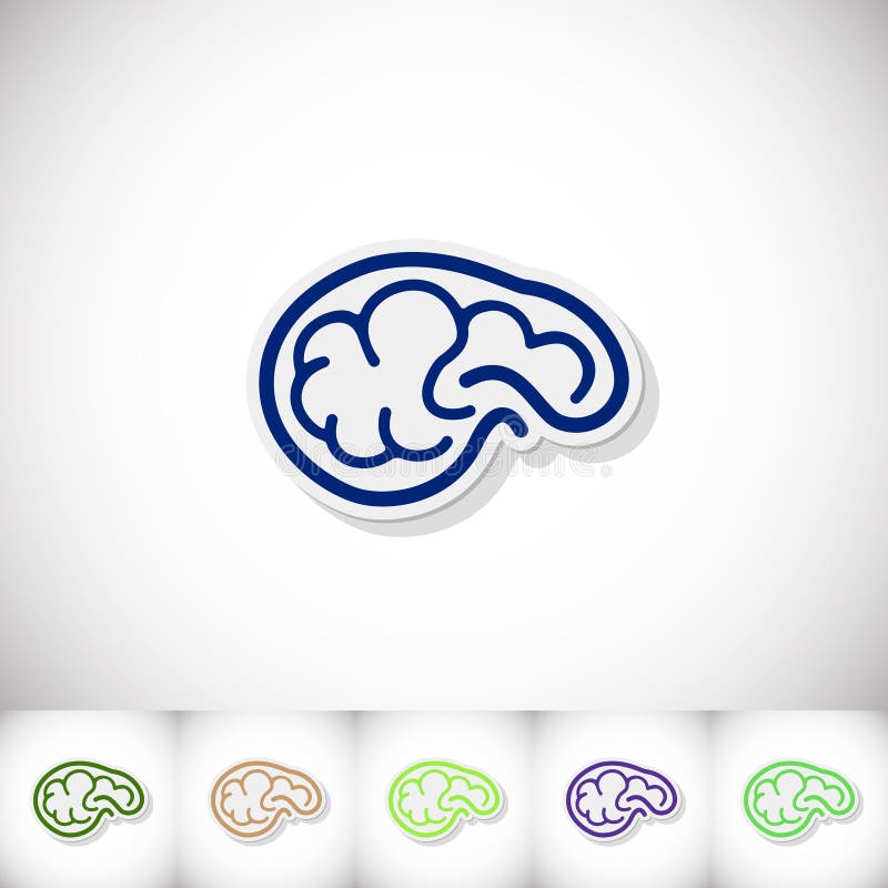 Human Brain. Flat Sticker with Shadow on White Background Stock Vector ...