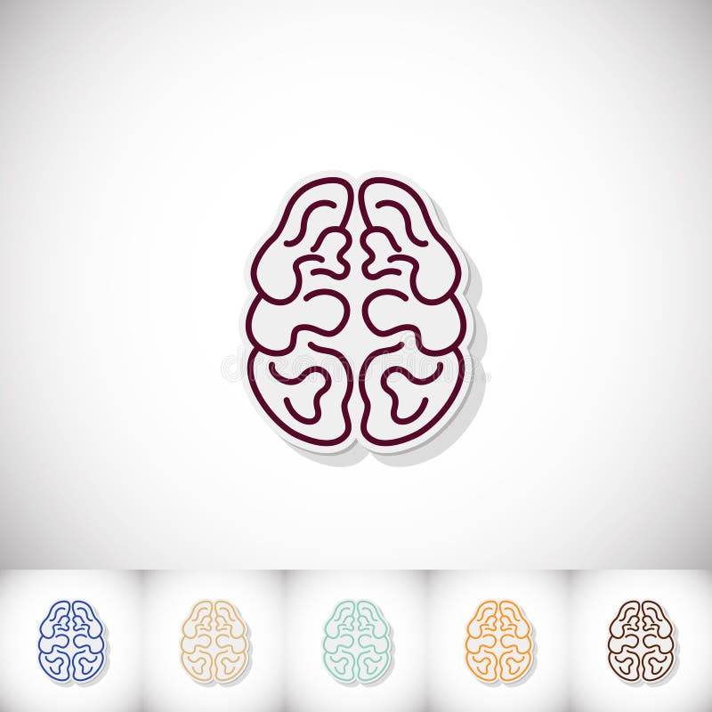 Human Brain. Flat Sticker with Shadow on White Background Stock Vector ...