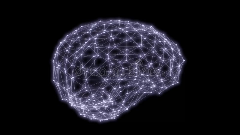 Human Brain Triangles Grid Rotation 3D Rendering Stock Video - Video of ...