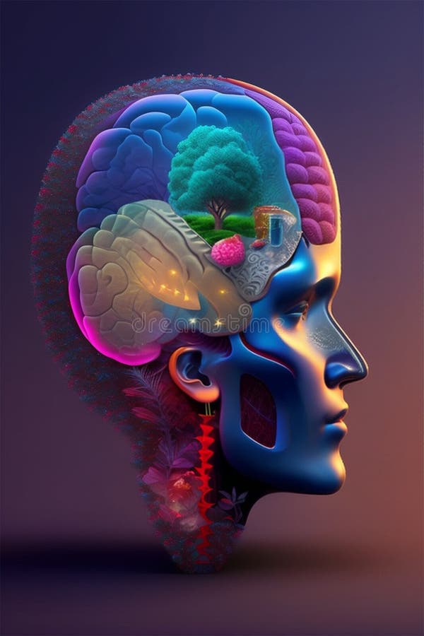 Human brain full of light stock illustration. Illustration of isolated ...