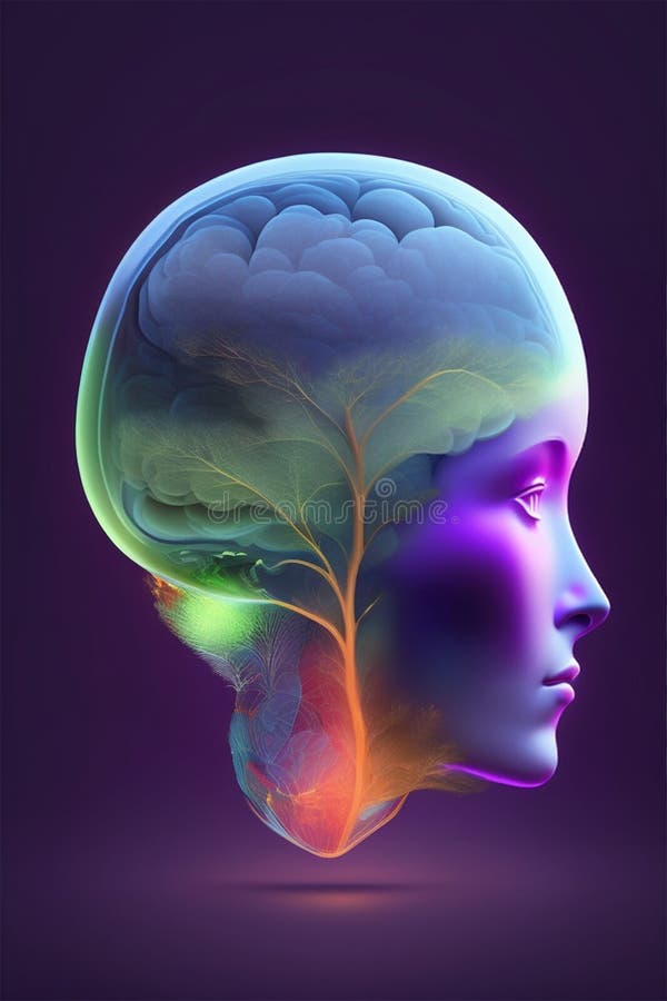 Human brain full of light stock illustration. Illustration of brain ...