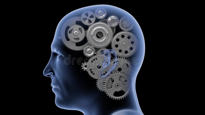 Human Head with Gears. Business Technology Concept. 3d Animation Stock ...