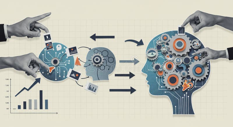 Human Brain Gears and Data Flow - AI and Information Processing Concept ...