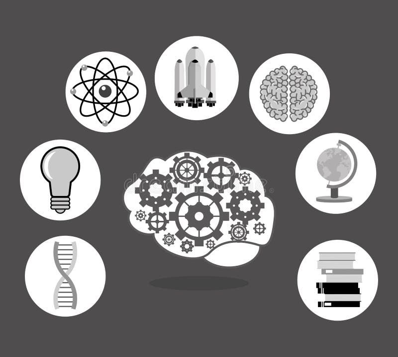 Human Brain with Gears Inside and Science Related Icons Image Stock ...