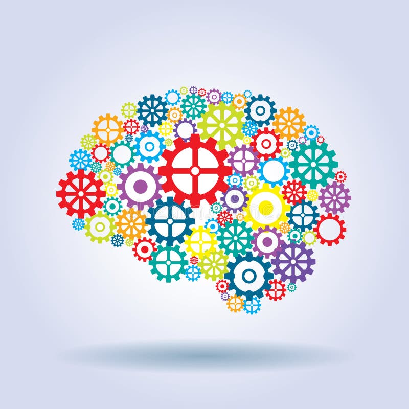 Human brain with gears stock vector. Illustration of gears - 44011557