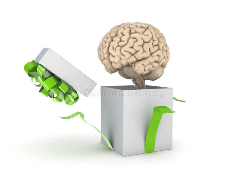 Human brain at a gift box stock illustration. Illustration of mentality ...