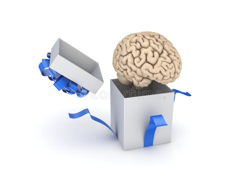 Human brain at a gift box stock illustration. Illustration of medicine ...