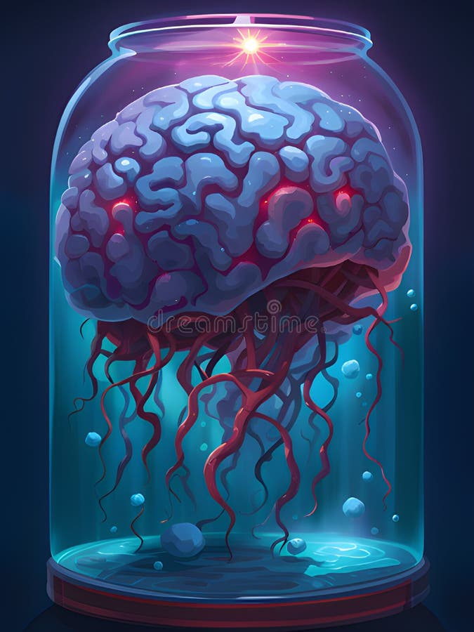 Human Brain in a Glass Bottle with Brain Inside, Ai Generated Stock ...