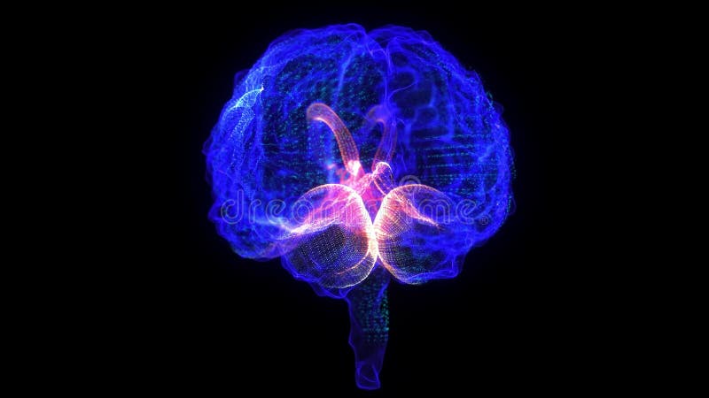 Human Brain. Glowing Blue Light Line of Human Brain Model Stock Video ...