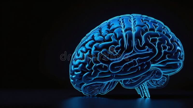 Glowing Blue Human Brain Representing Intelligence and Creativity Stock ...