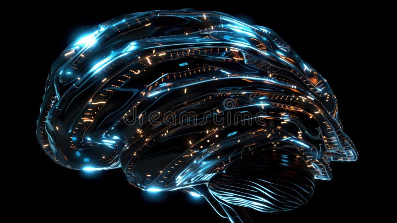Human Brain Glowing with Electric Signals, Symbolizing Active Thinking ...