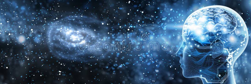 Human Brain Glowing with Energy in a Vast and Mysterious Universe ...