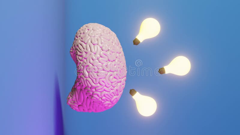 Human Brain Health Neon Light Background 3d Animation. Creative Idea ...
