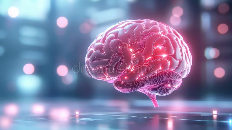 Human Brain with Glowing Lights Stock Illustration - Illustration of ...