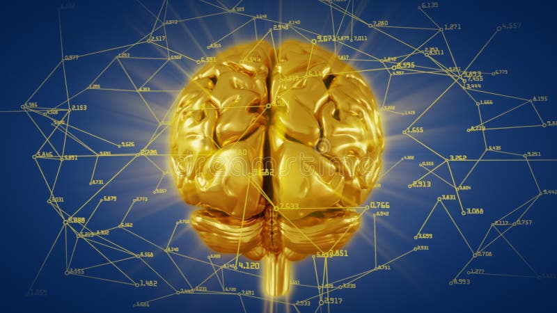 Human Brain Gold Network Rotation Stock Footage - Video of brain, human ...